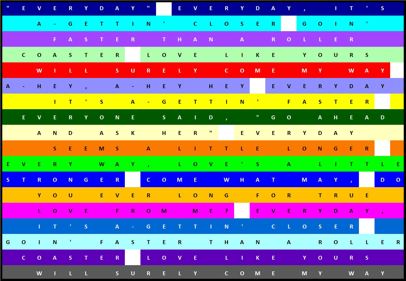 Solve Word 183 Buddy Holly Songs 468 jigsaw puzzle online with 468 pieces