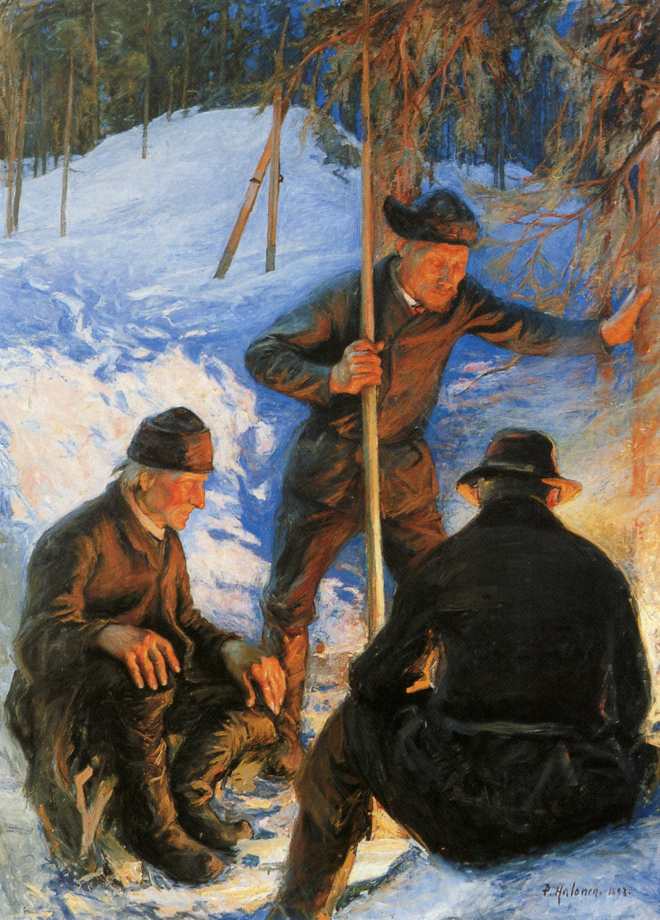 Solve Pekka Halonen, Loggers at the Campfire (1893) jigsaw puzzle ...