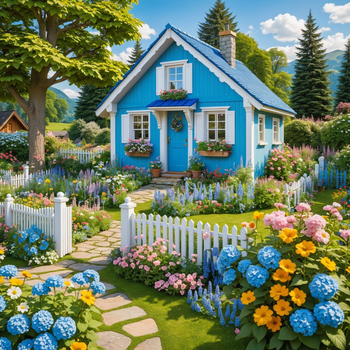 Solve Little blue house jigsaw puzzle online with 36 pieces