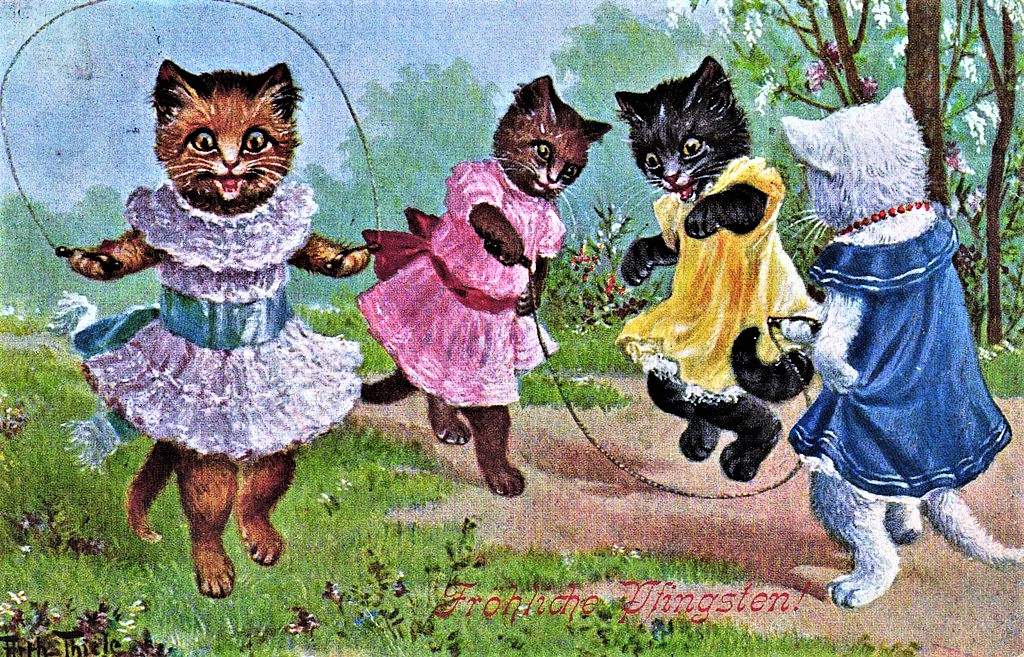 Solve Cats jumping rope jigsaw puzzle online with 104 pieces
