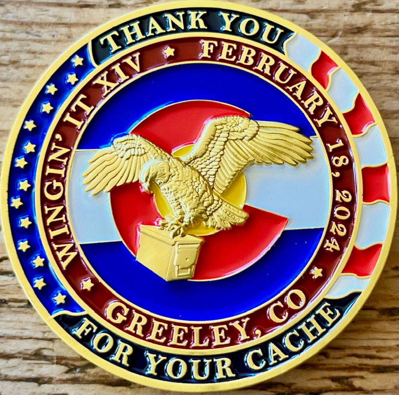 Solve 14th Annual Wingin' It Geocoin jigsaw puzzle online with 342 pieces