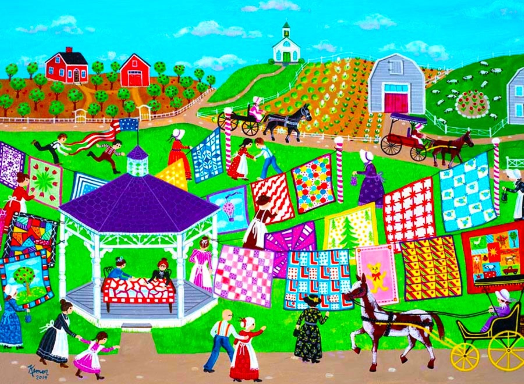 Solve Village Quilt Show jigsaw puzzle online with 352 pieces