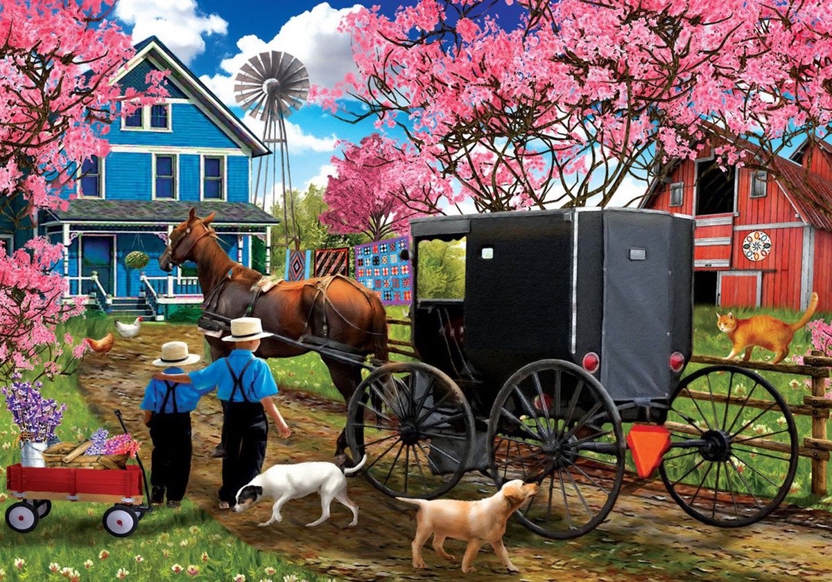 Solve Spring on an Amish Farm jigsaw puzzle online with 88 pieces