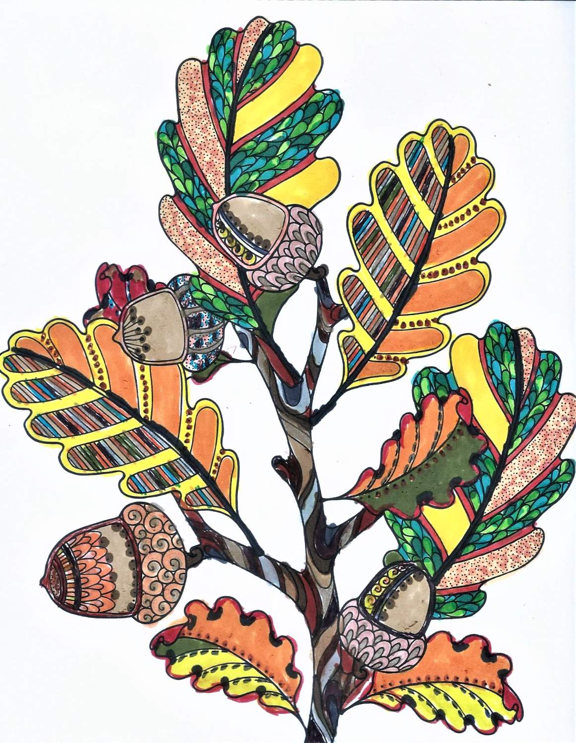 Solve Trees Coloring Acorns & Oak Leaves jigsaw puzzle online with 130 ...