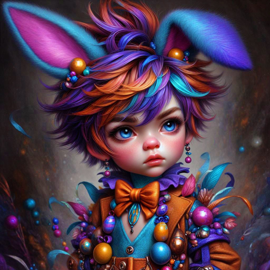 Solve confused Easter Bunny Girl jigsaw puzzle online with 64 pieces