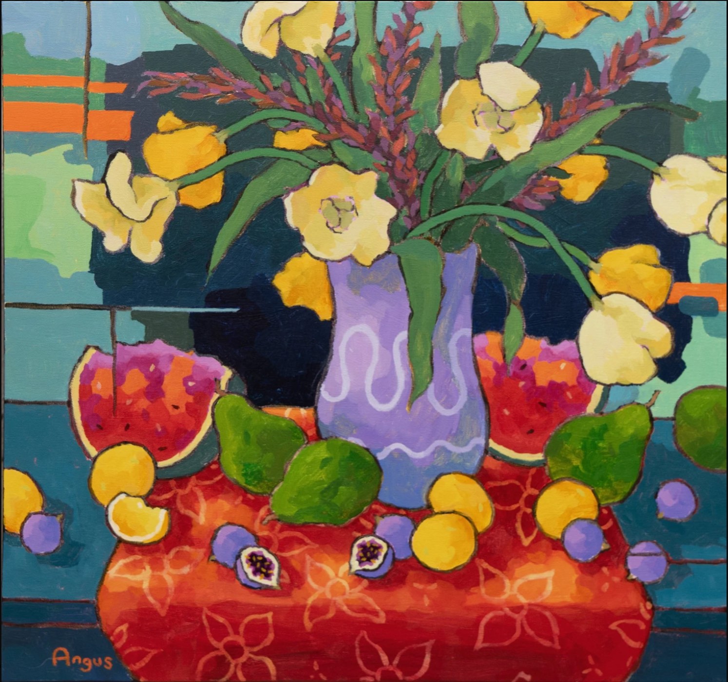 Solve Arrangement of Tulips in Violet Vase: Angus Wilson jigsaw puzzle ...