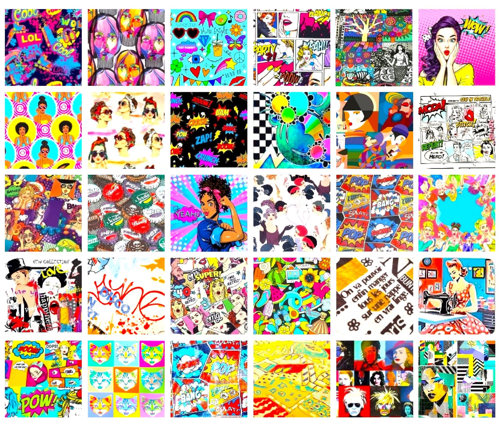 Solve PATCHWORK POP ART jigsaw puzzle online with 255 pieces