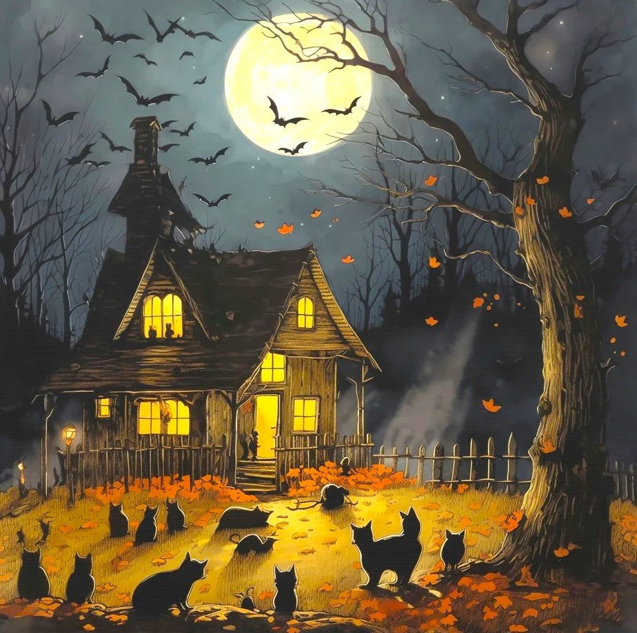 Solve halloween night jigsaw puzzle online with 121 pieces