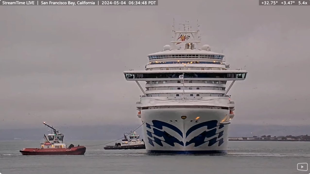 Solve Crown Princess and tugs, SFB 5-4-24 jigsaw puzzle online with 84 ...