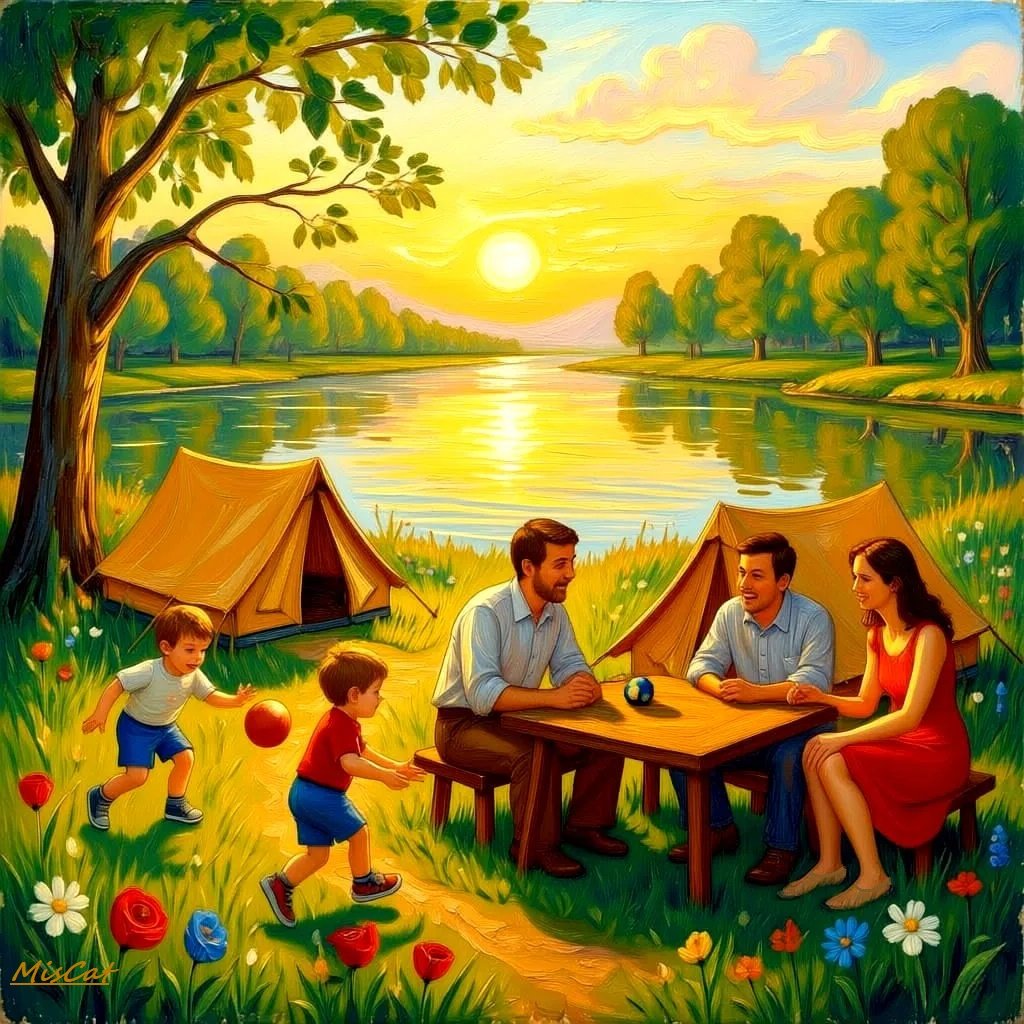 Solve Camping near the lake jigsaw puzzle online with 100 pieces