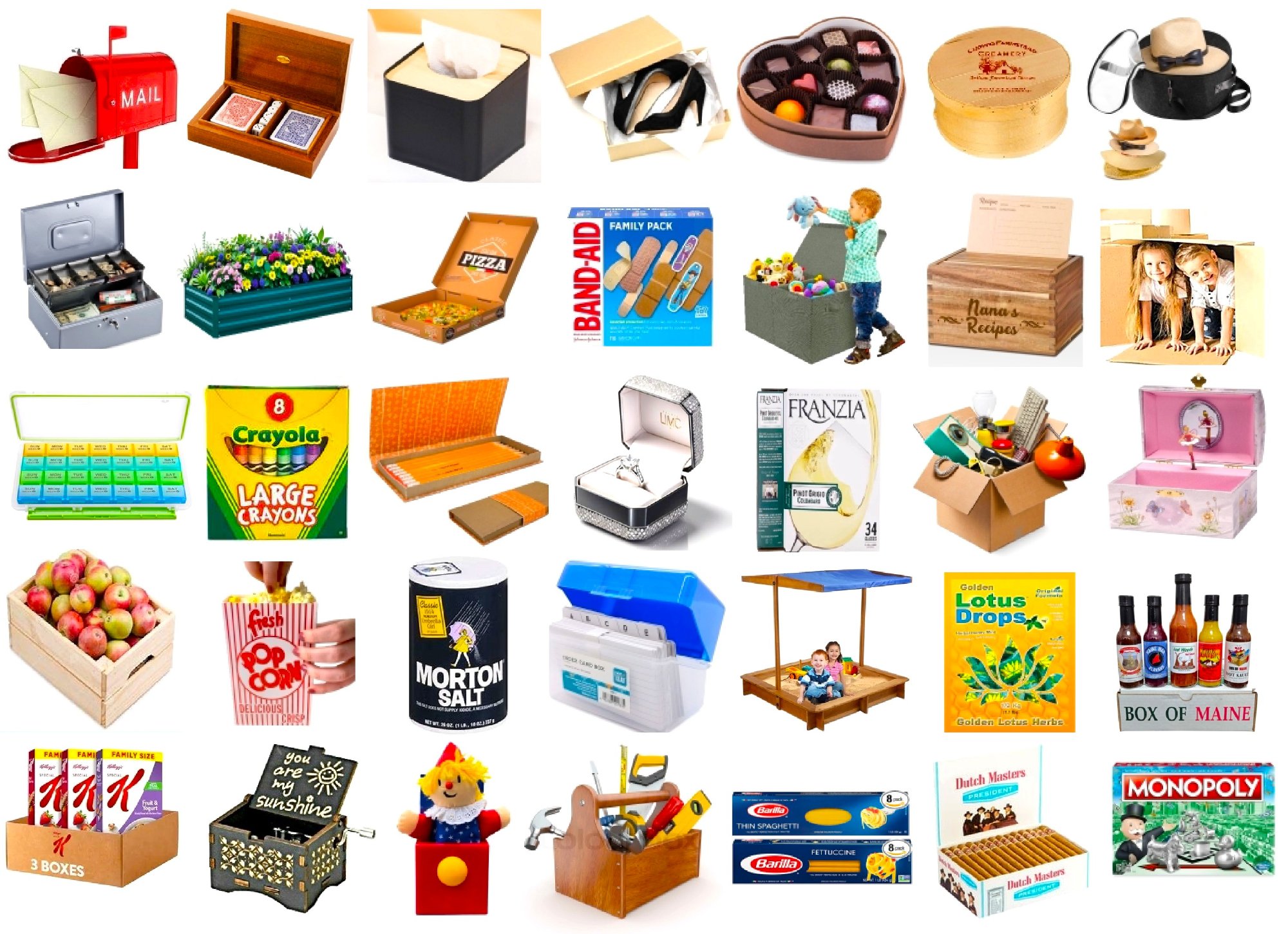 Solve THINGS IN BOXES jigsaw puzzle online with 140 pieces