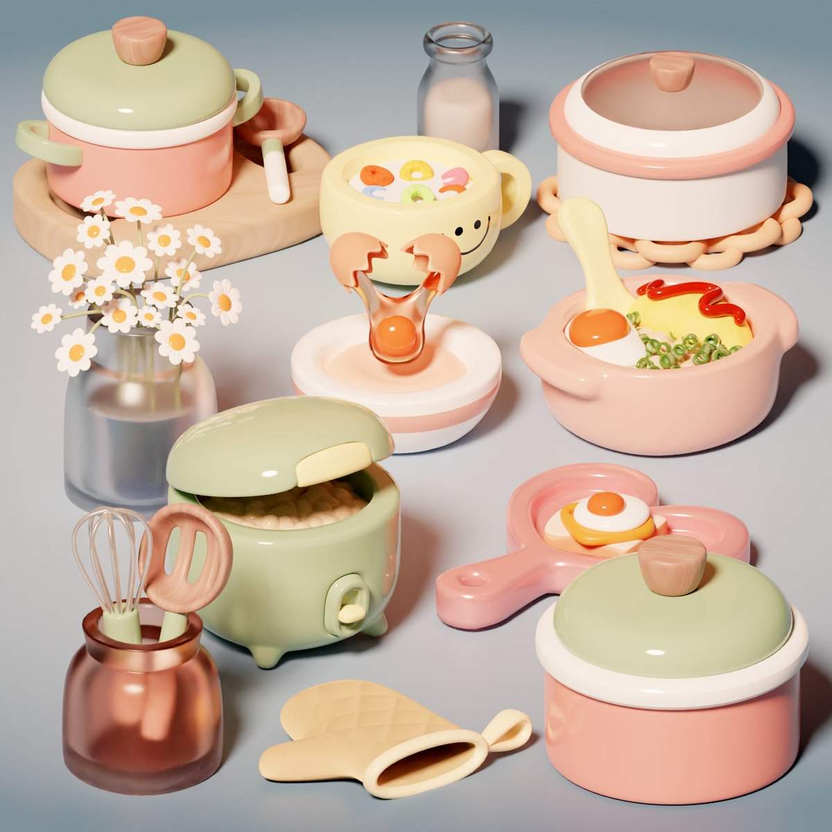 Solve "Cute kitchen tools" by @nicky_blender jigsaw puzzle online with ...