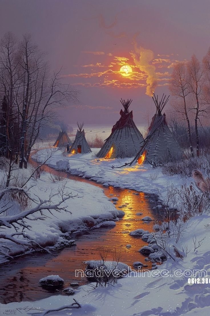 Solve Winter Twilight Serenity-Native American jigsaw puzzle online ...