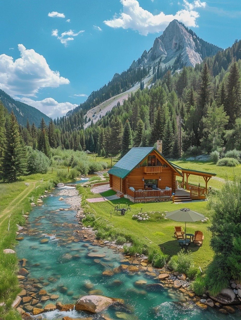Solve Mountain Cabin jigsaw puzzle online with 80 pieces