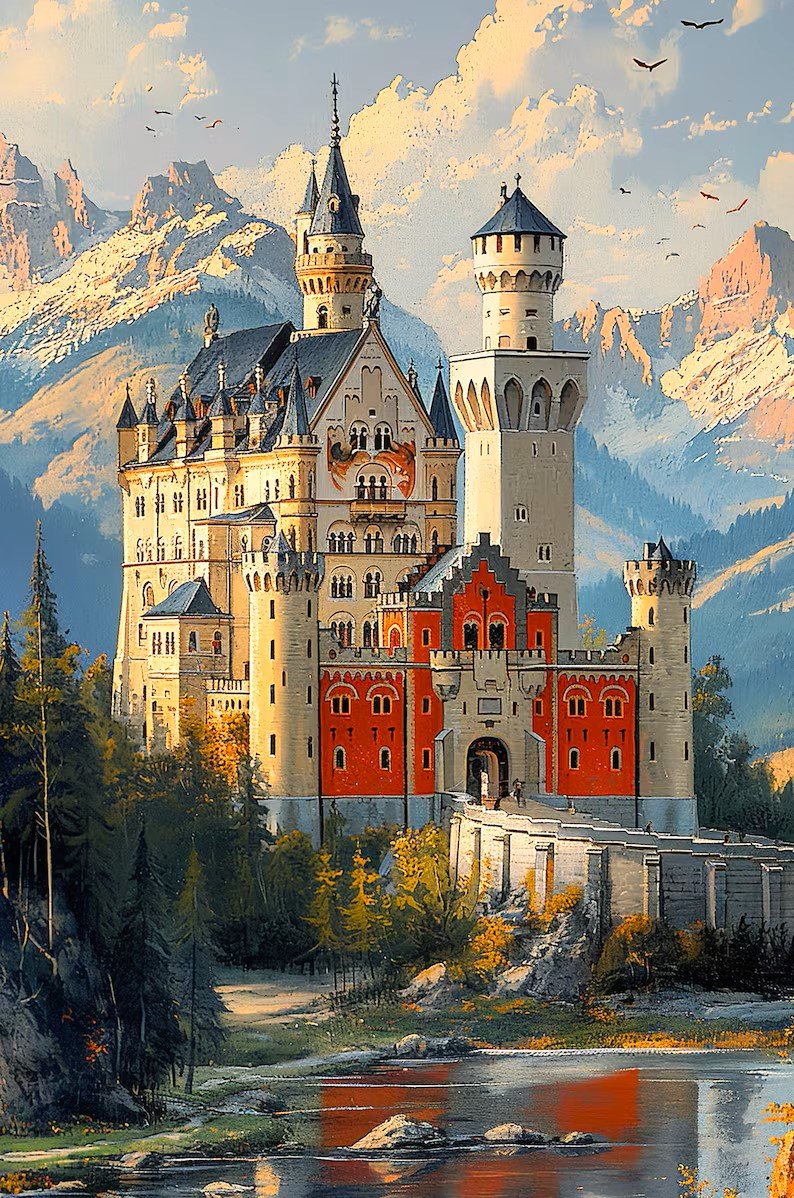 Solve Castle by the Water and Mountains.... jigsaw puzzle online with ...