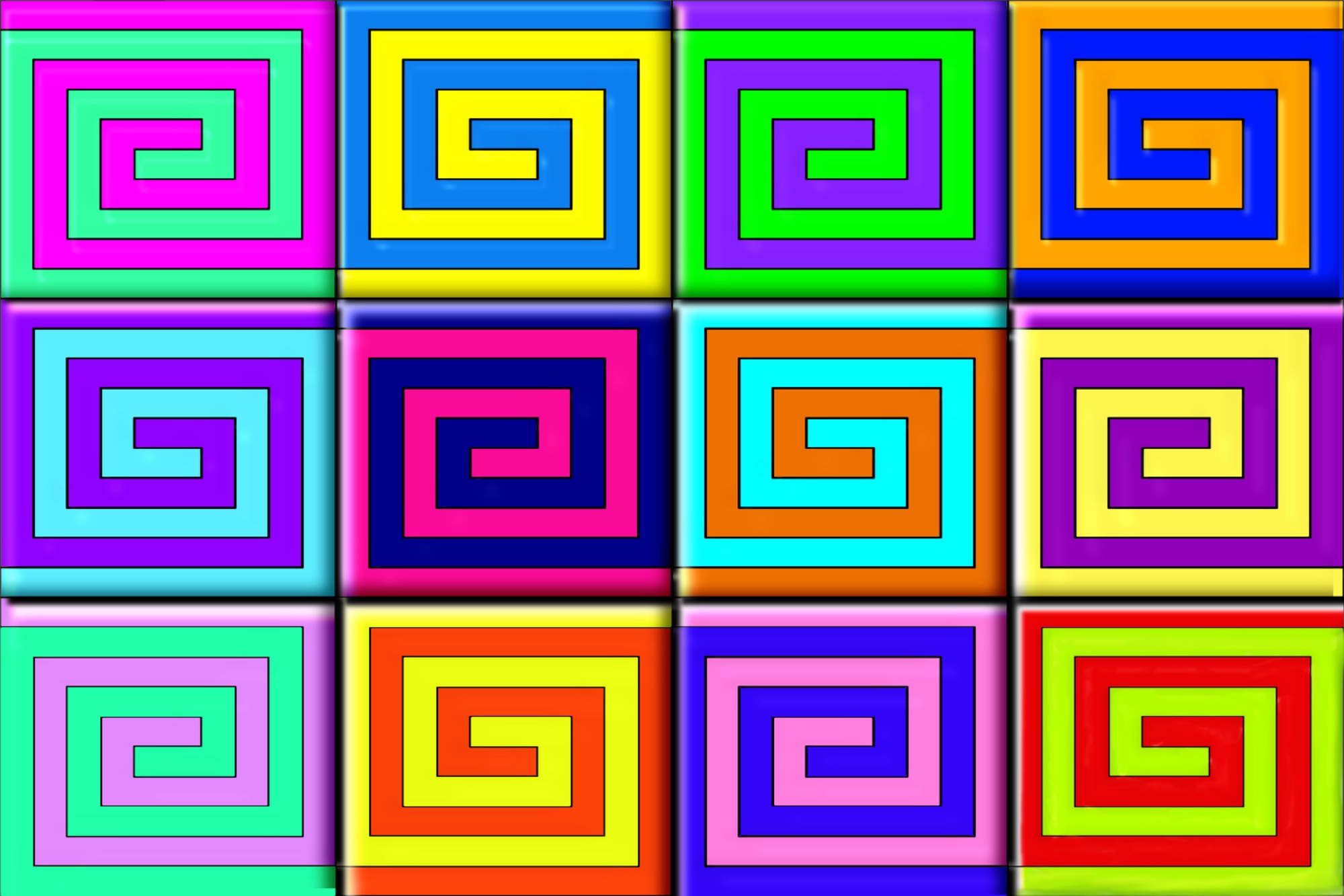 Solve Square Spirals jigsaw puzzle online with 216 pieces