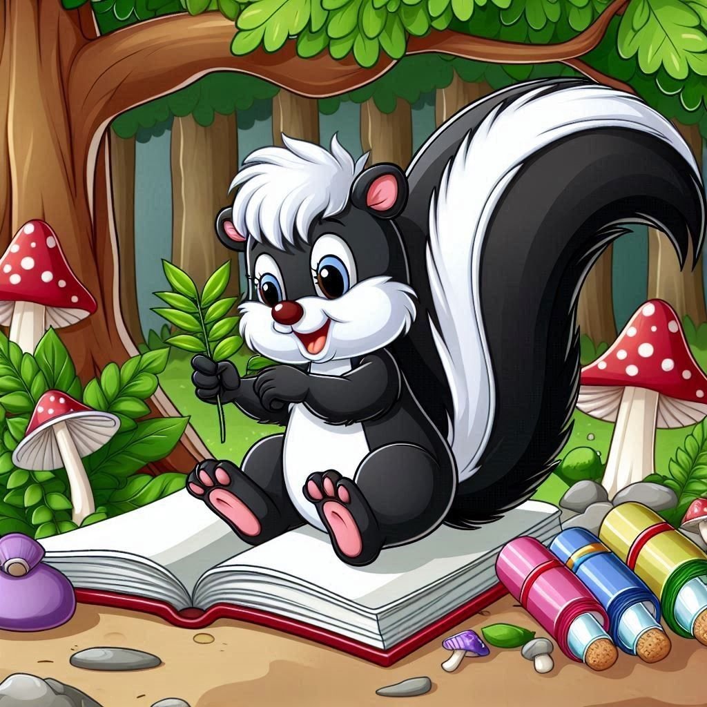 Solve PUZZLE - Little Skunk On A Book jigsaw puzzle online with 81 pieces