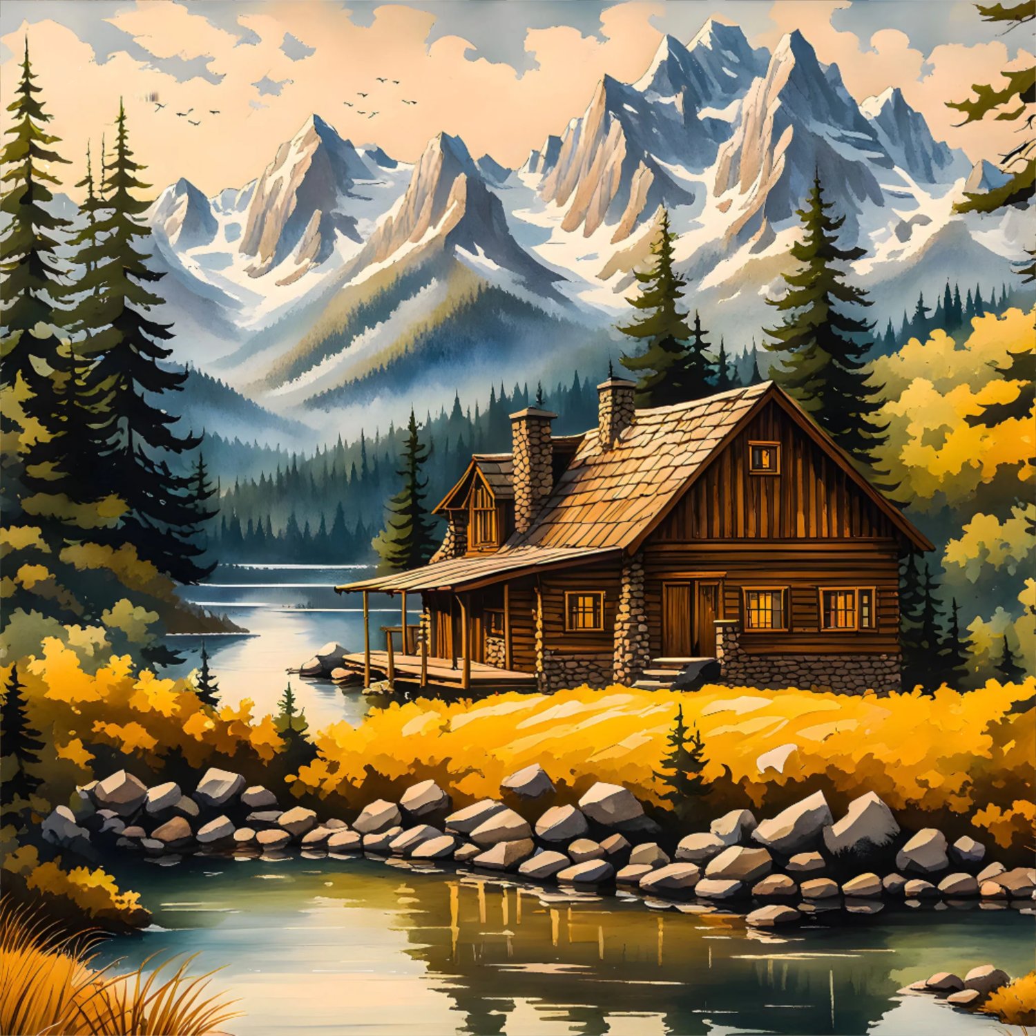 Solve PUZZLE - Log Cabin In The Valley II jigsaw puzzle online with 81 ...