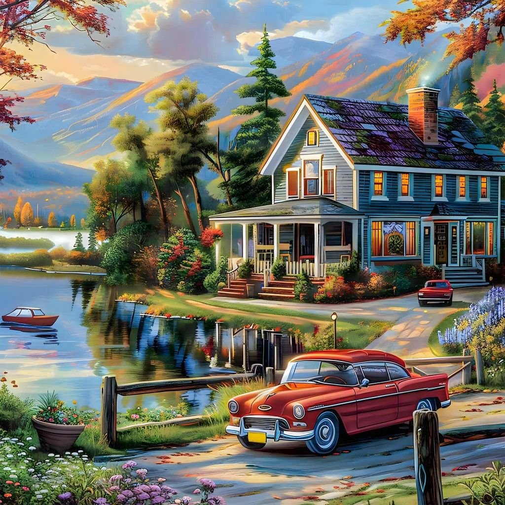 Solve PUZZLE - Cars In The Driveway jigsaw puzzle online with 81 pieces