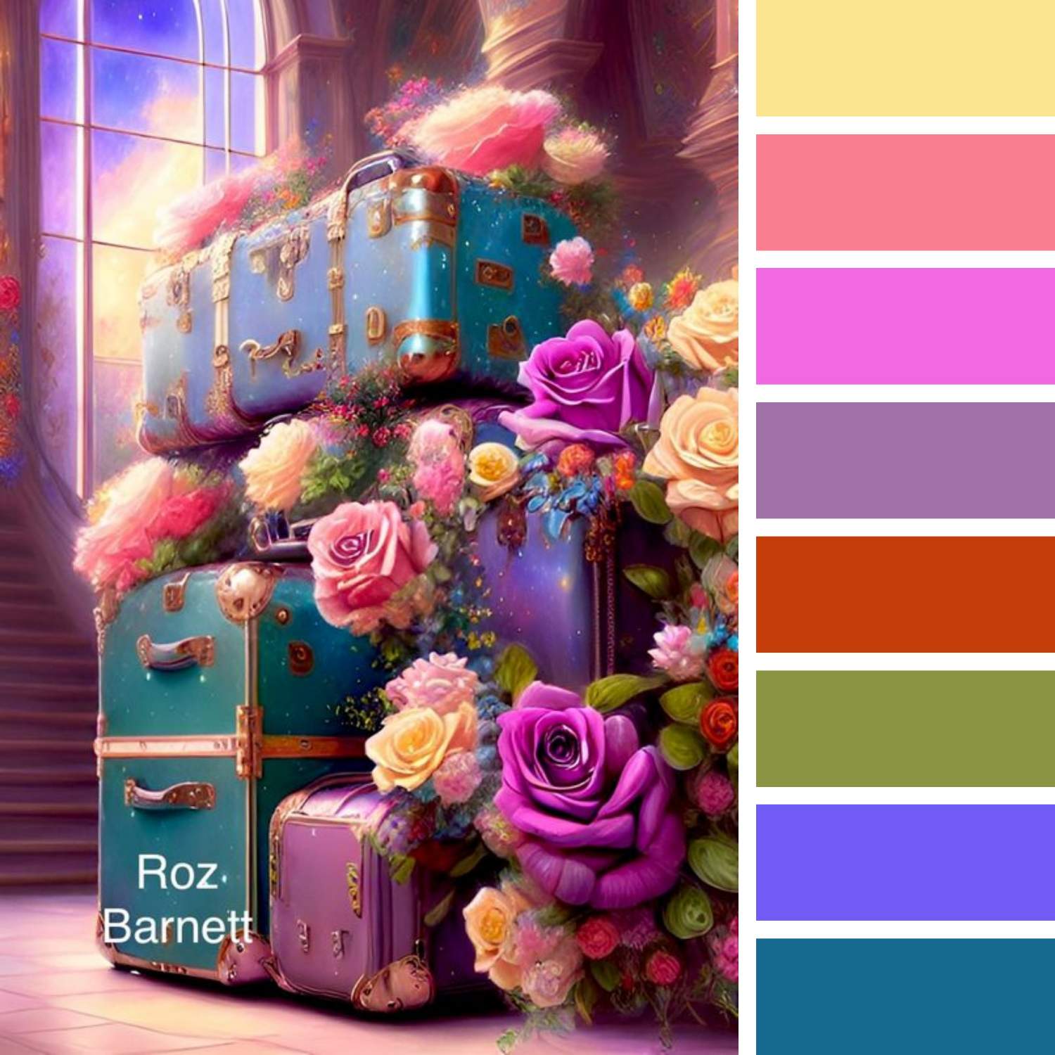 Solve Suitcase Art 6 (Large) jigsaw puzzle online with 196 pieces