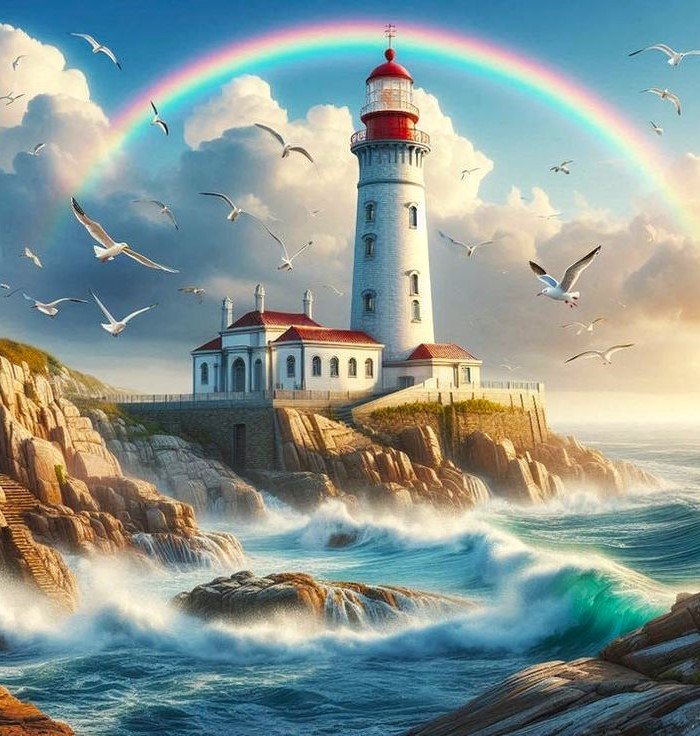 Solve Nice Lighthouse With a Rainbow..... jigsaw puzzle online with 25 ...