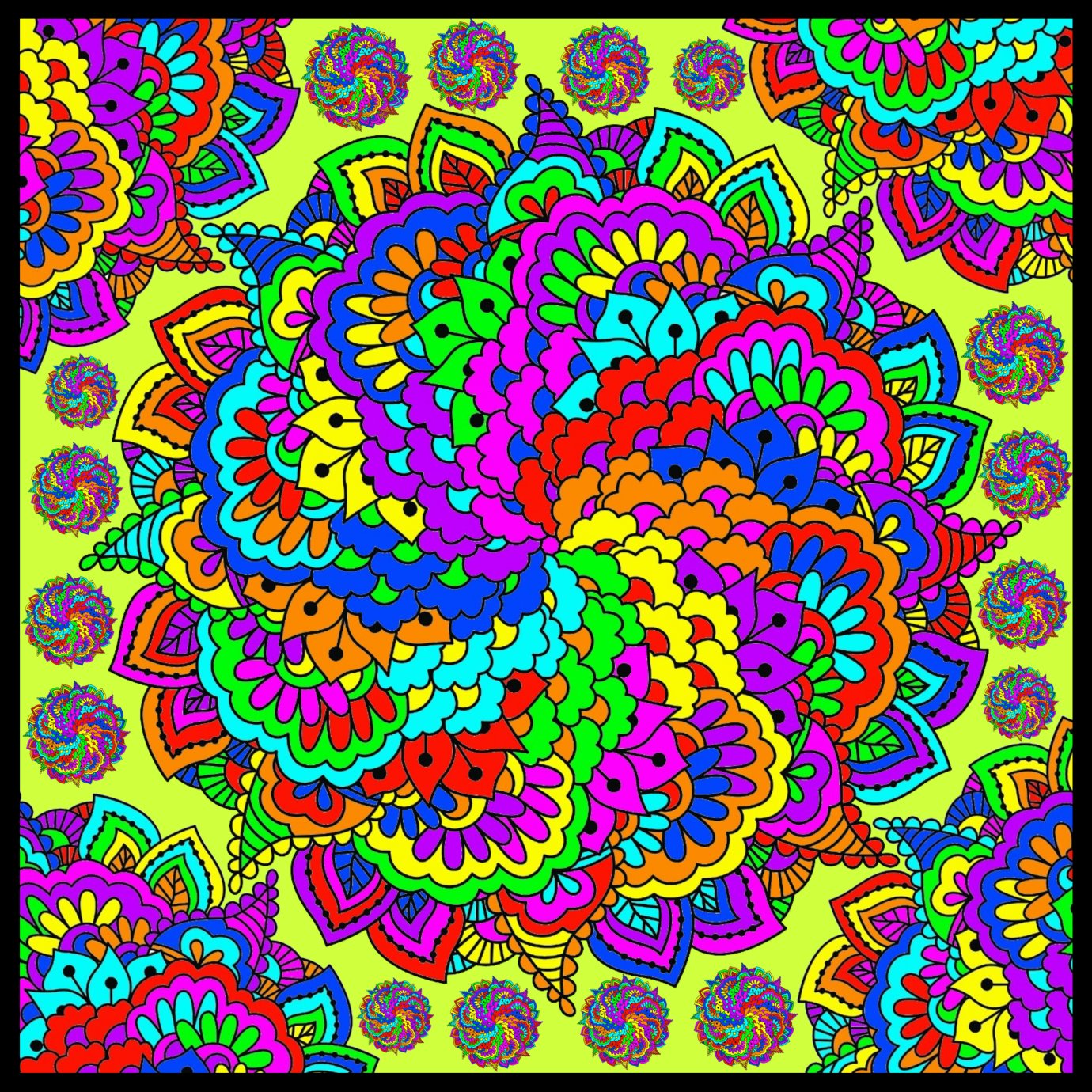 Jigsaw Puzzle | 196 pieces | Mandala Rainbow 261 | Jigidi