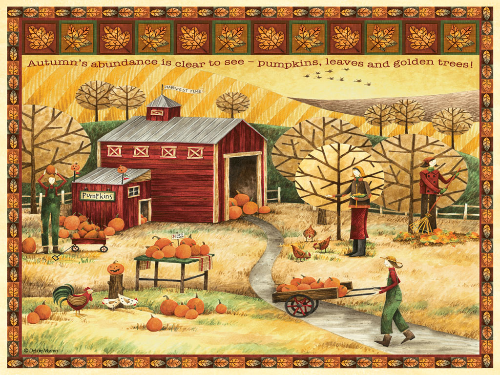 Solve Debbie Mumm-Harvest Time jigsaw puzzle online with 88 pieces