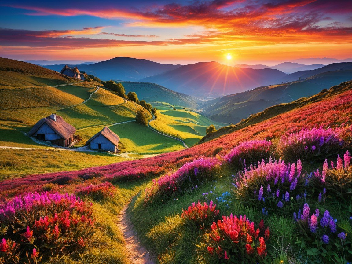Solve Idyllic Sunrise jigsaw puzzle online with 285 pieces