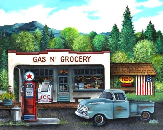 Solve gas-and-grocery jigsaw puzzle online with 80 pieces