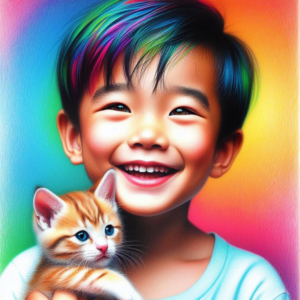 Solve Jin holding his kitty Ginger jigsaw puzzle online with 49 pieces