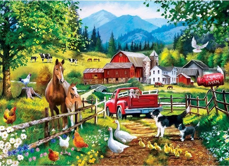 Solve Day on the Farm jigsaw puzzle online with 63 pieces