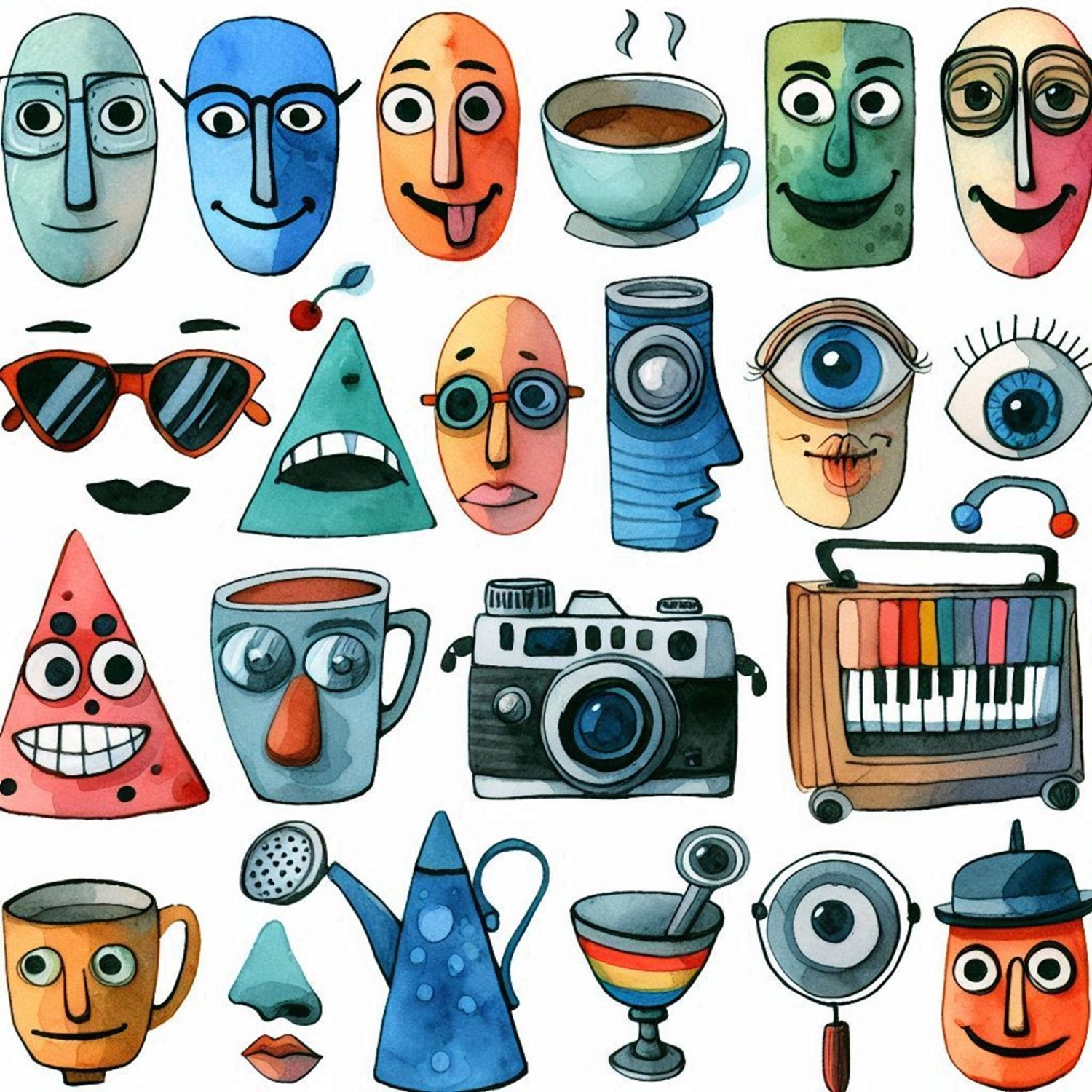Solve Funny Faces 'n Things (resizable 9 to 600 pieces) jigsaw puzzle ...