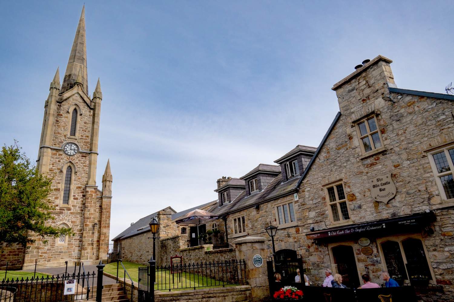 Solve Church and The Old Castle Bar, Donegal. Ireland, August 15, 2022 ...