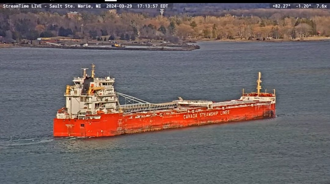 Solve Thunder Bay Leaving the Soo Locks jigsaw puzzle online with 66 pieces