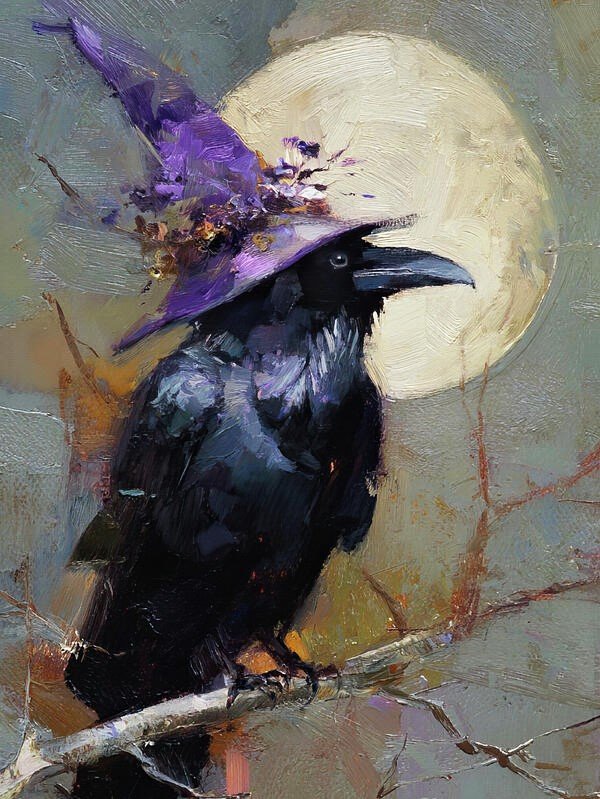 Solve the witches raven jigsaw puzzle online with 130 pieces