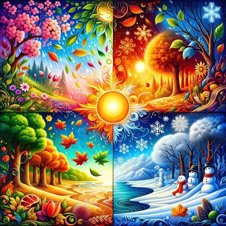 Solve Four Seasons jigsaw puzzle online with 64 pieces