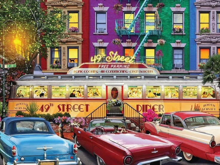 Solve Vintage Diner (1,506) jigsaw puzzle online with 80 pieces