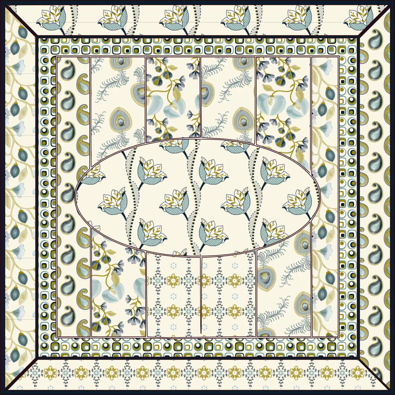 Solve Large Paisley Mosaic Jigsaw jigsaw puzzle online with 400 pieces