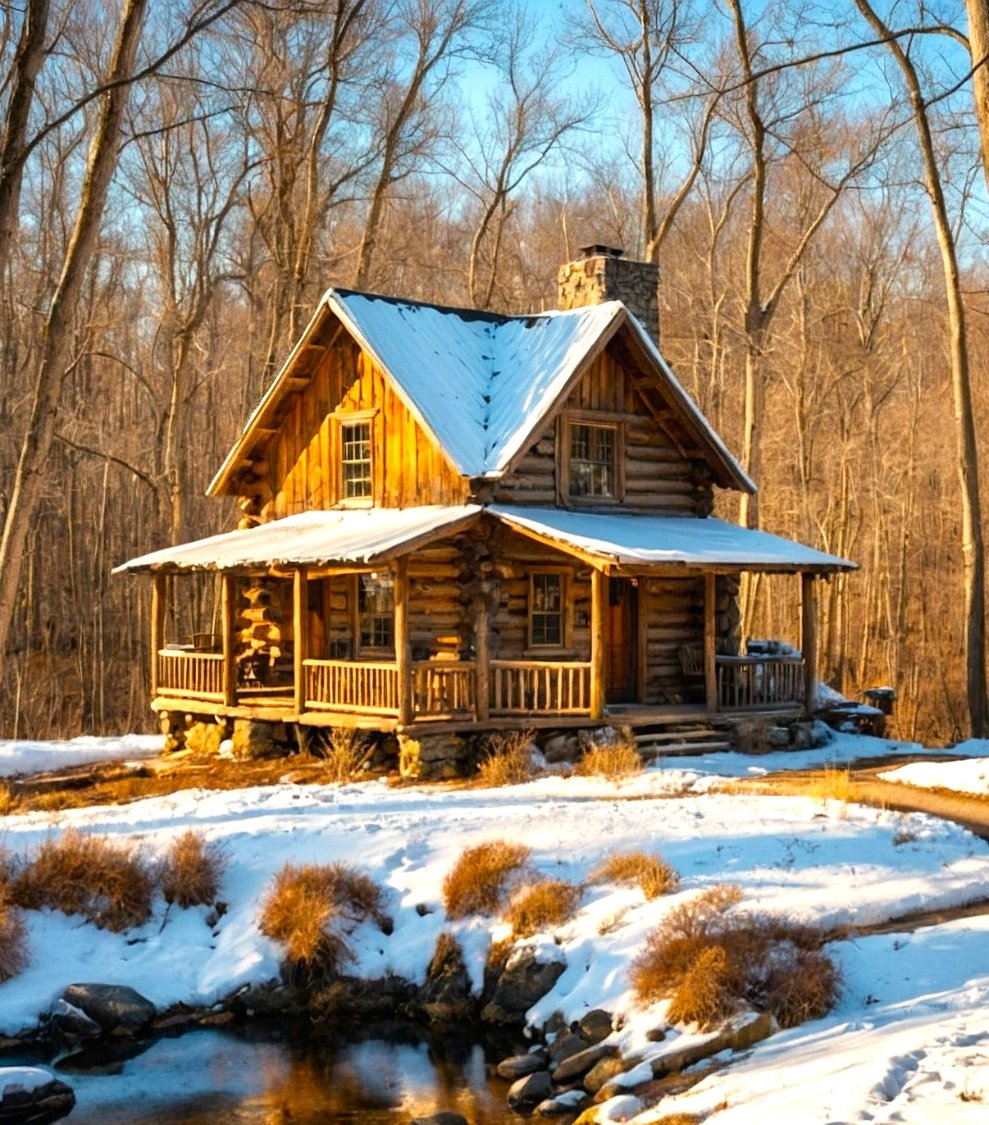 Solve Sunshine on the Log Cabin.... jigsaw puzzle online with 20 pieces
