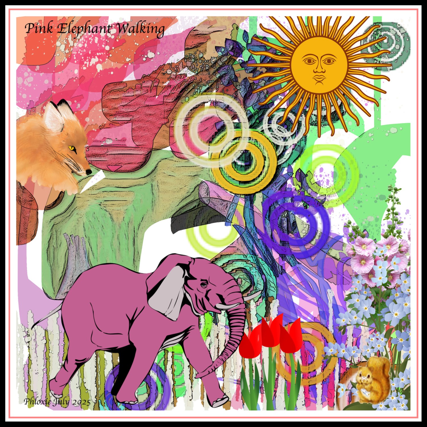 Jigsaw Puzzle | 225 pieces | Pink Elephant Walking | Jigidi