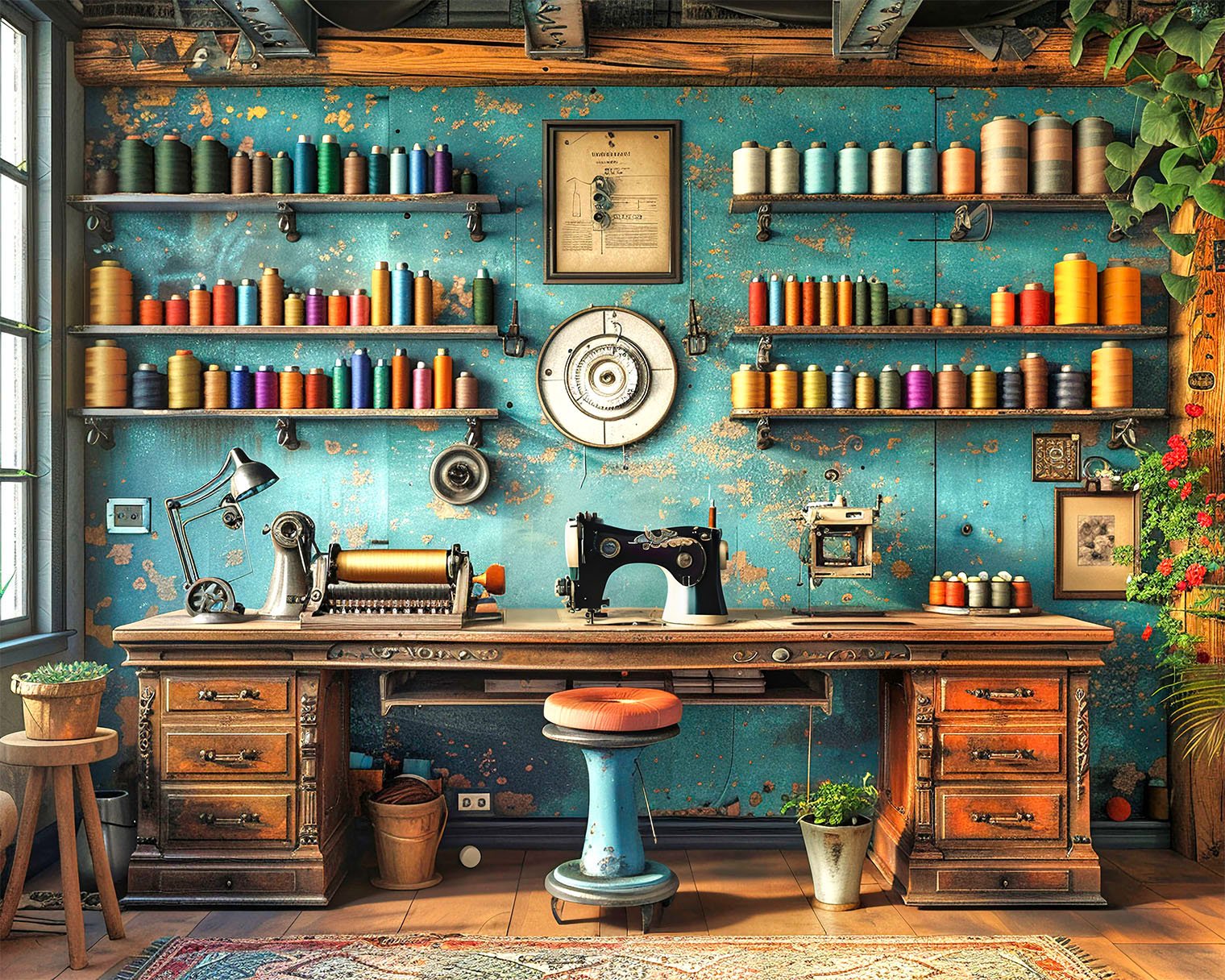 Solve Neat Sewing-Room jigsaw puzzle online with 285 pieces