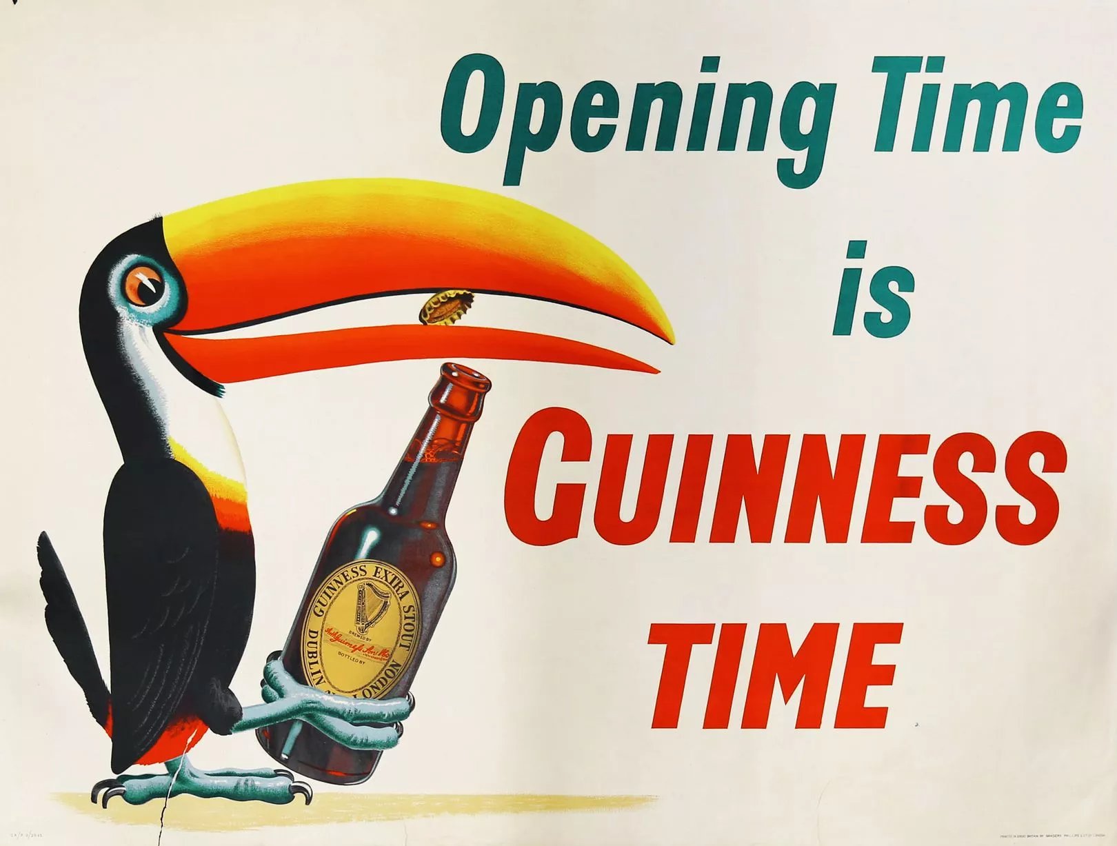 Solve Artwork for the 'Opening time is Guinness time' toucan ad, 1953 ...