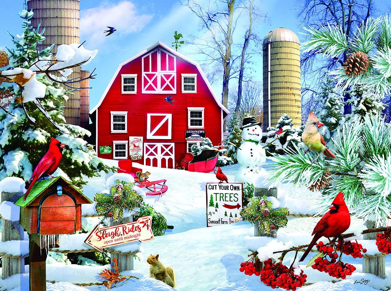 Solve A Snowy Day on the Farm (X-Large) jigsaw puzzle online with 300 ...