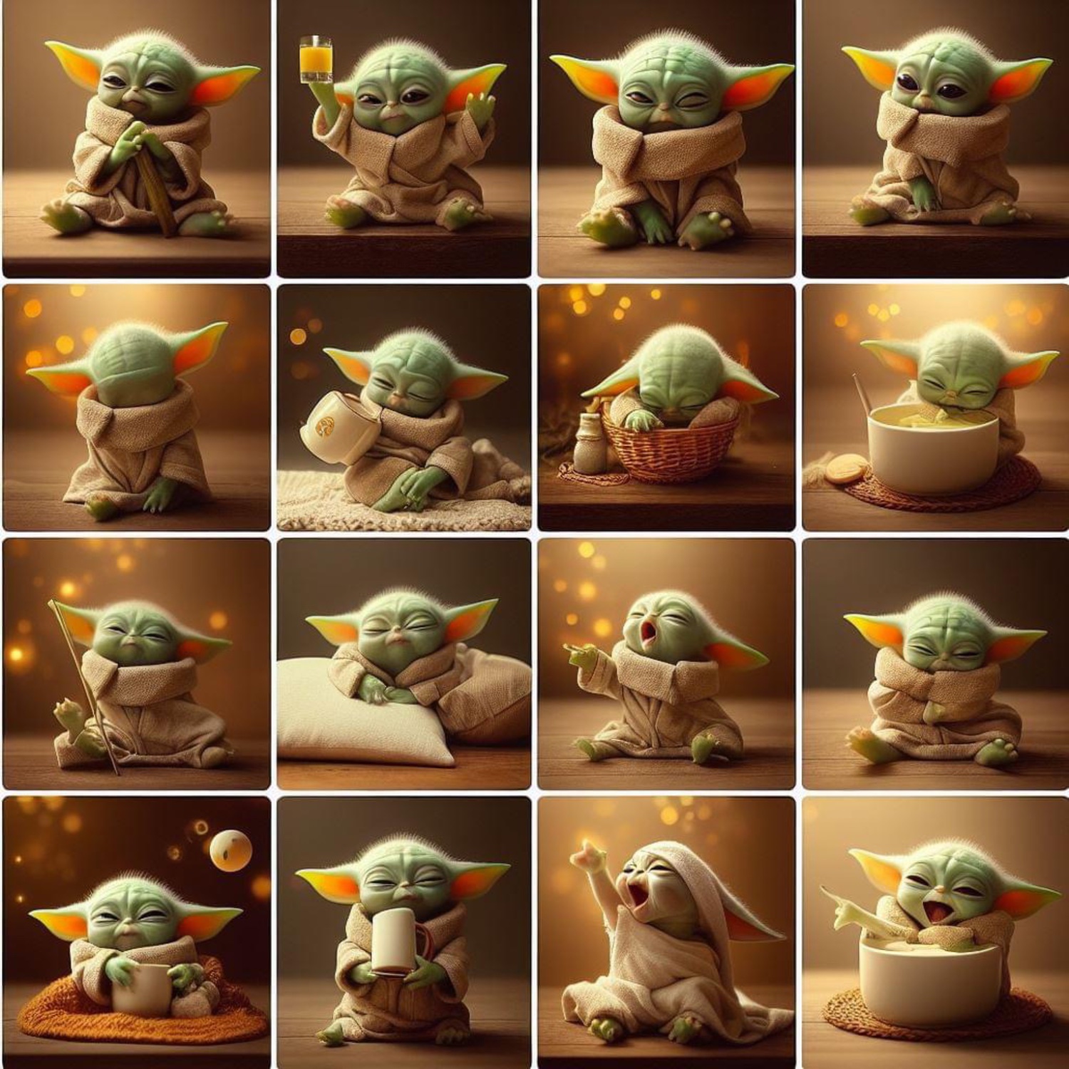 Solve Baby Yoda Grid jigsaw puzzle online with 64 pieces