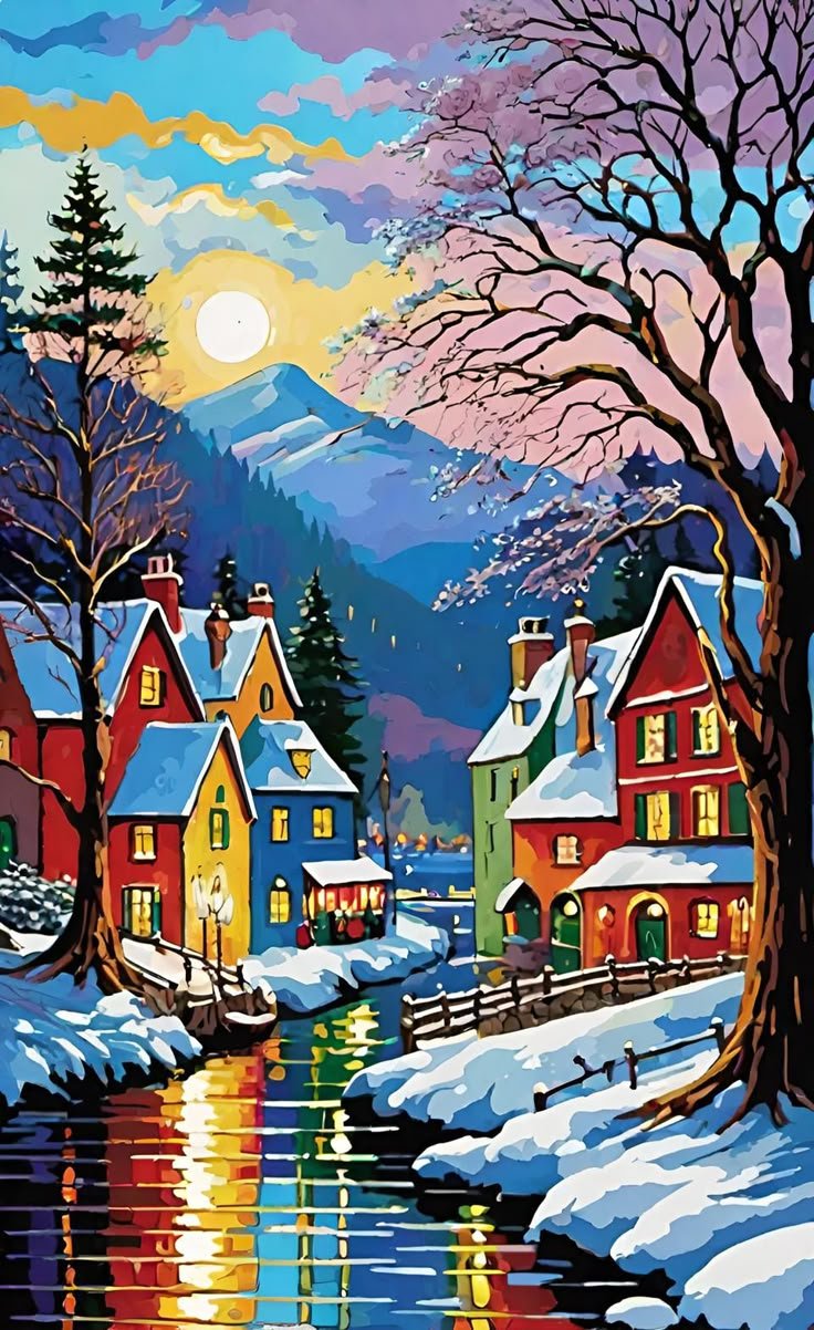 Solve Winter scene jigsaw puzzle online with 60 pieces
