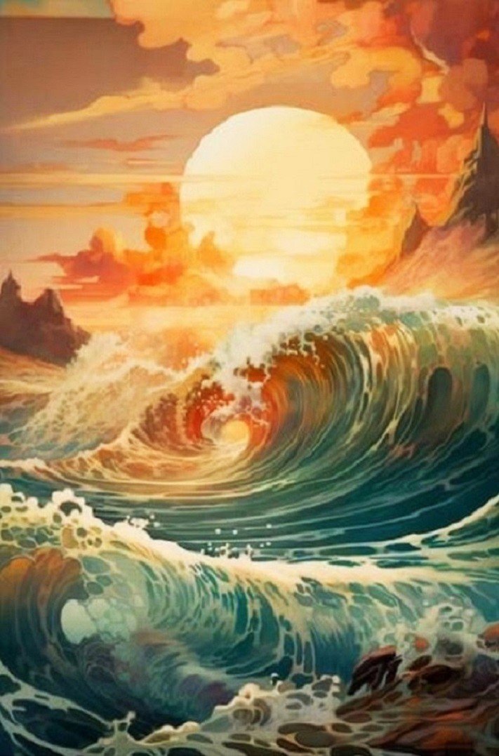 Solve "Japanese Wave Art" jigsaw puzzle online with 70 pieces