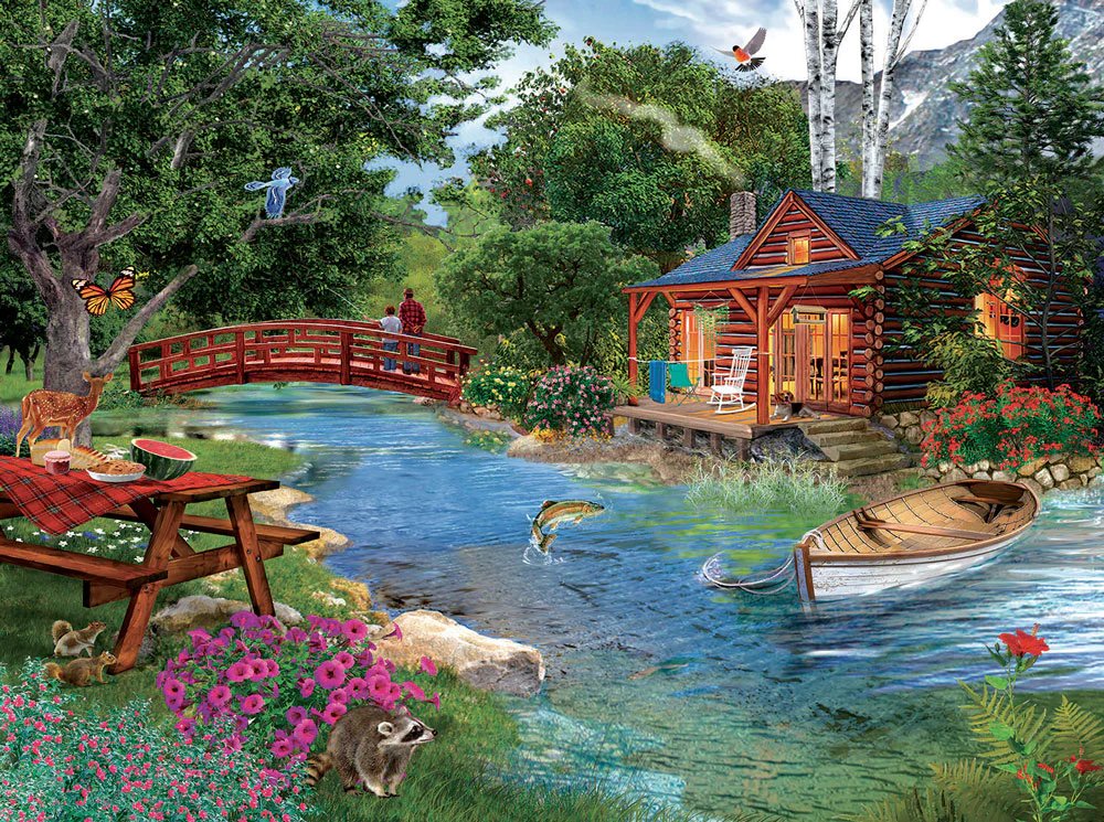 Solve Afternoon Fishing Mary Maxim Crafts jigsaw puzzle online with 192 ...