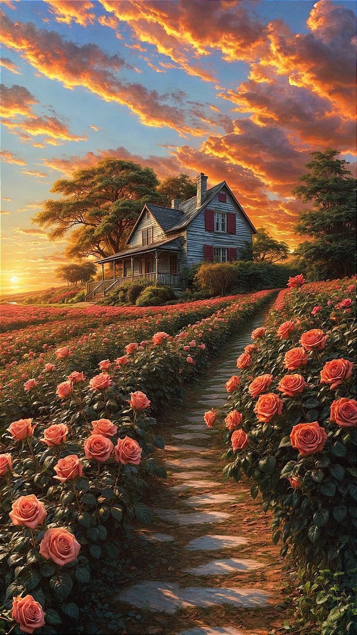 Solve Güllerin İçindeki Ev jigsaw puzzle online with 153 pieces