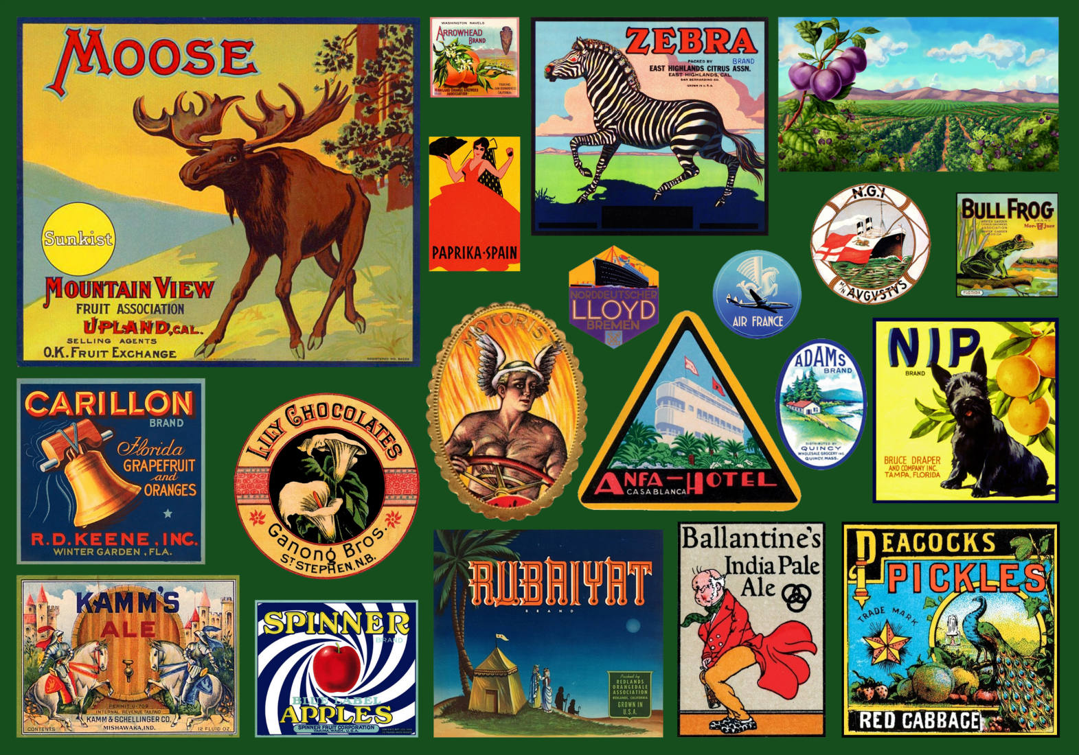 Solve Label Montage 37 jigsaw puzzle online with 176 pieces