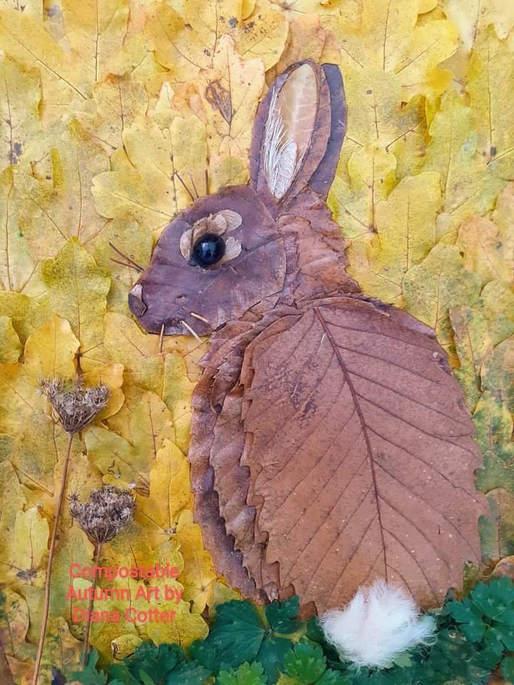 Solve Leaf bunny. Art from nature jigsaw puzzle online with 20 pieces